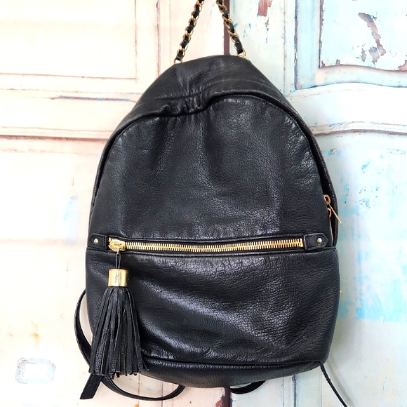 margot | Bags | Margot Black Leather Backpack With Gold Accents | Poshmark